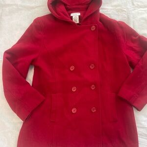 Covington | Jackets & Coats | Covington Red Hooded Peacoat Wool Blend ...